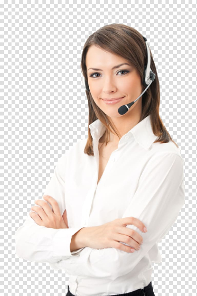 Free: Smiling woman in white dress shirt with headset, Receptionist ...