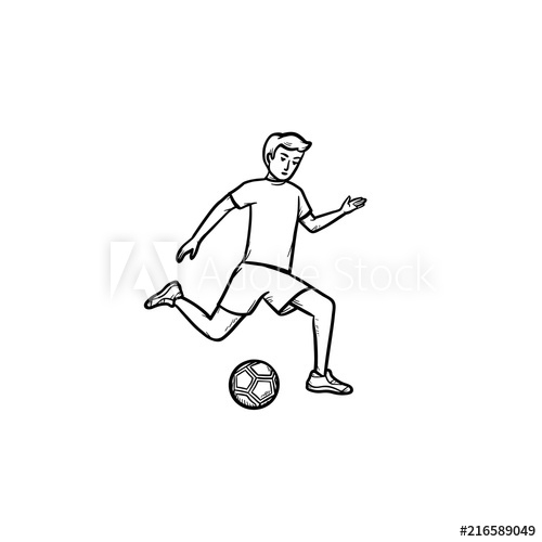 Free: Soccer player kicking ball hand drawn outline doodle icon - nohat.cc