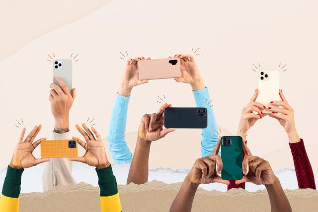 Free: Social media audience crowd filming through… | Free stock ...