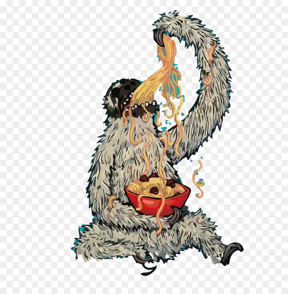 Free: Spaghetti with meatballs Orangutan Sloth Illustration - Eating ...