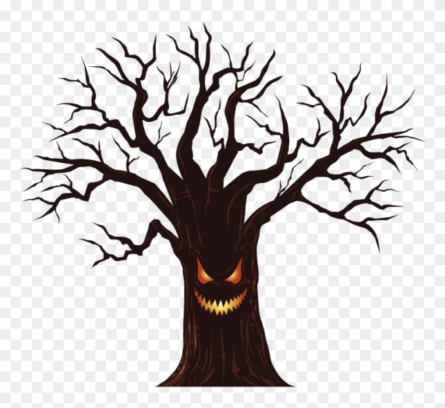 Free: Spooky Tree Clip Art - Scary Tree Cartoon Png - nohat.cc