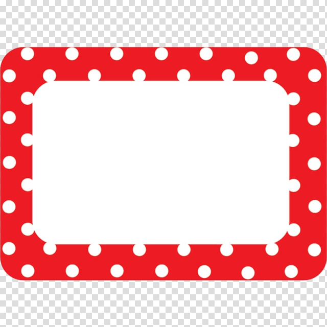 Free: Square red and white polka-dotted frame art, Student Name tag ...