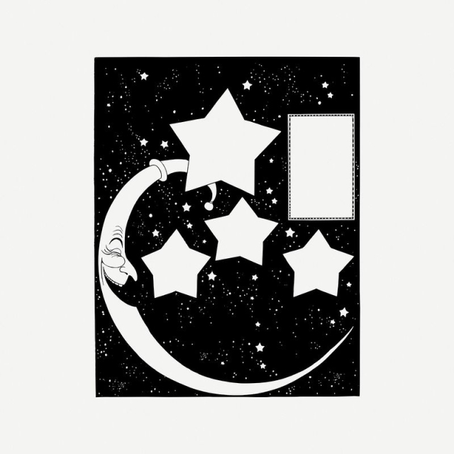 Free: Star moon frame collage element, | Free PSD Illustration ...
