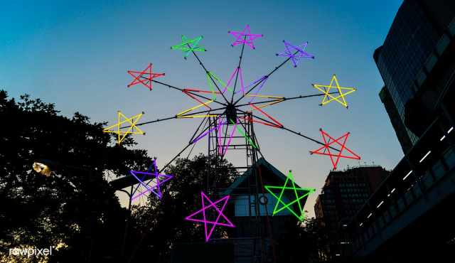 Free: Star shaped neon windmill in a festival | Free stock photo ...