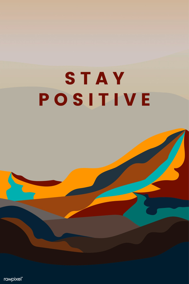 Free: Stay positive mountain landscape design | Free stock vector ...