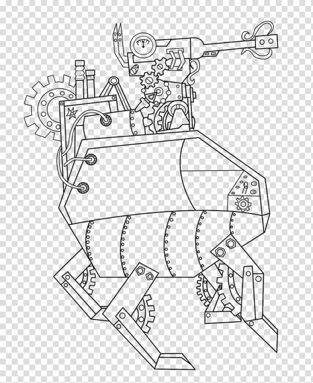 Free: Steampunk Walker Line-art transparent background PNG clipart ...
