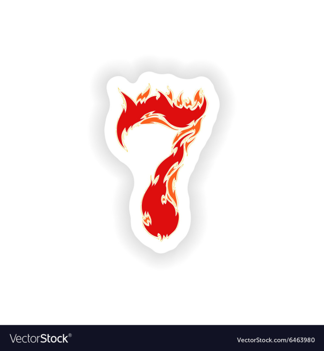 Free: Sticker fiery font red number 7 on white vector image - nohat.cc