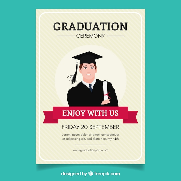 Free: Striped graduation party brochure with student - nohat.cc