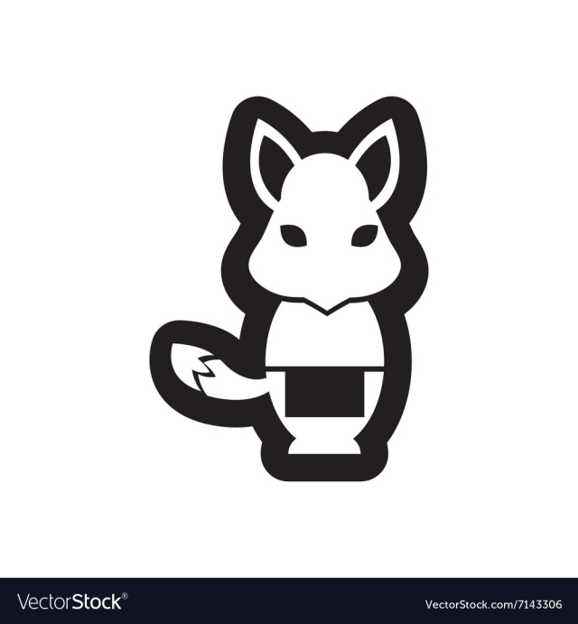 Free: Style black and white icon fox waiter vector image - nohat.cc
