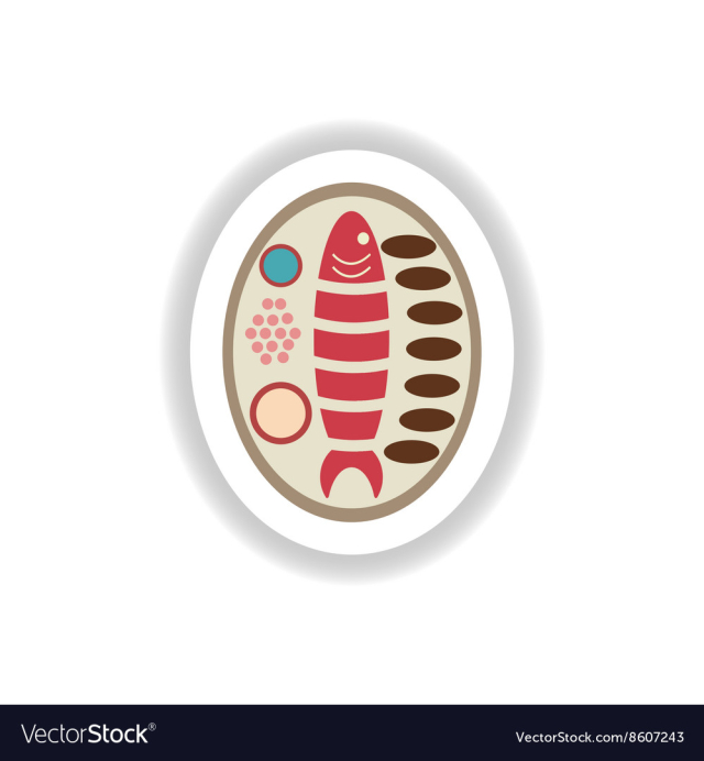 Free: Stylish paper sticker grilled fish on a plate vector image - nohat.cc