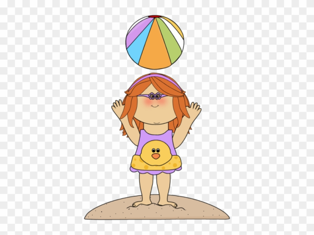 Free: Summer Kids Clip Art - Girl With Beach Ball Clipart - nohat.cc