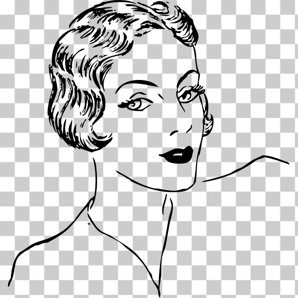 Free: SVG 50s lady with short hair vector drawing - nohat.cc