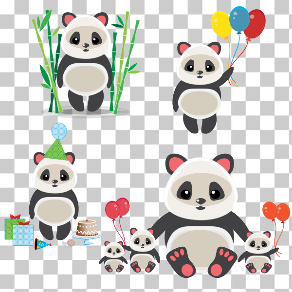 Free: SVG A group of cute pandas - nohat.cc