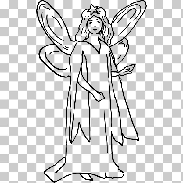 Free: SVG Angel lady in black and white vector image - nohat.cc