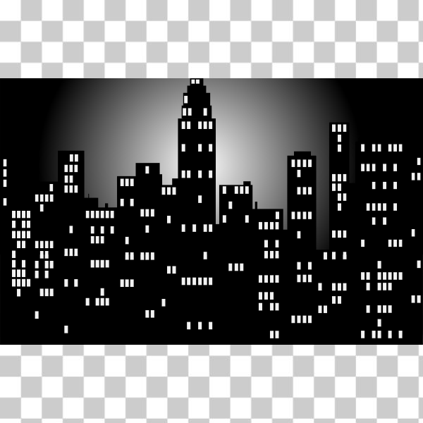 Free: SVG Black and white night time city skyline vector image - nohat.cc