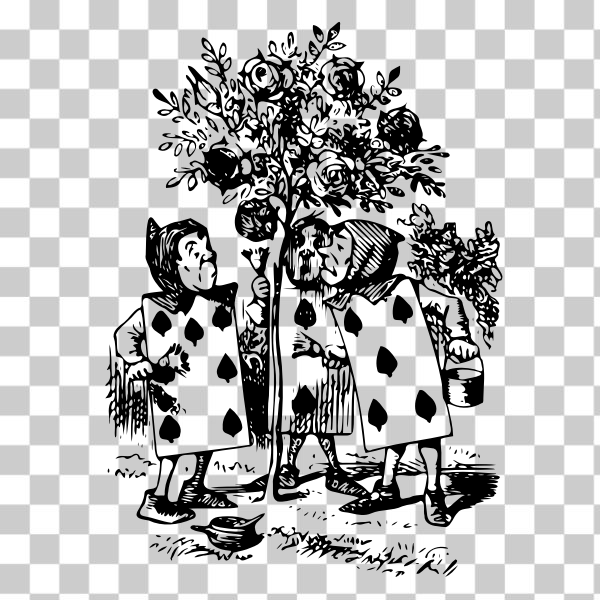 Free: SVG Card men under tree vector image - nohat.cc