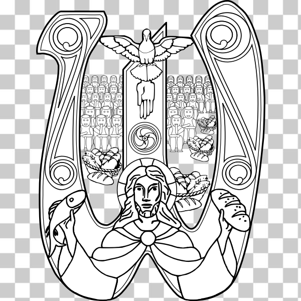 Free: SVG Christ with a fish and bread symbol vector graphics - nohat.cc