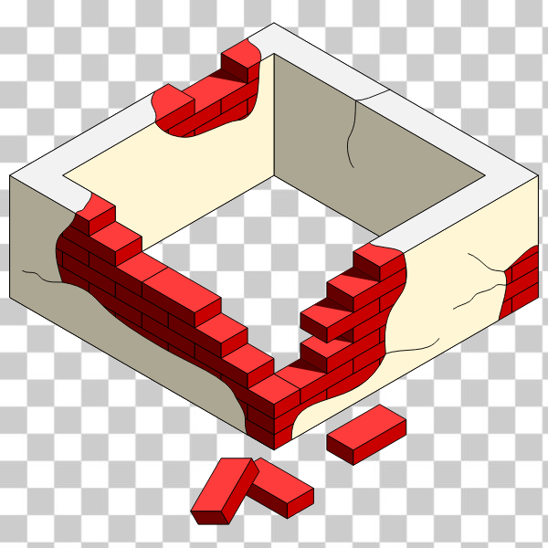 Free: SVG Damaged brick wall with plaster vector image - nohat.cc