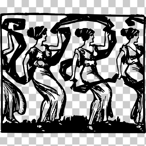 Free: SVG Dancing ladies in a queue - nohat.cc
