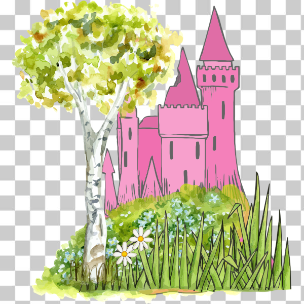 Free: SVG Fairy tale castle in nature - nohat.cc
