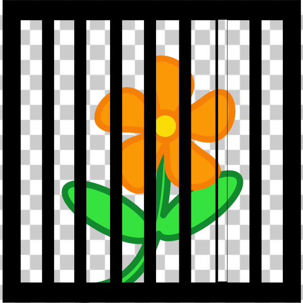 Free: SVG Flower behind bars vector drawing - nohat.cc