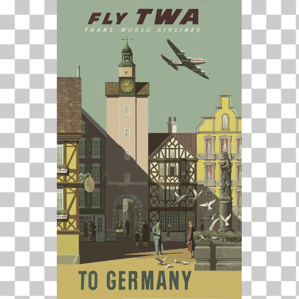 Free: SVG Fly TWA German vintage travel poster vector drawing - nohat.cc