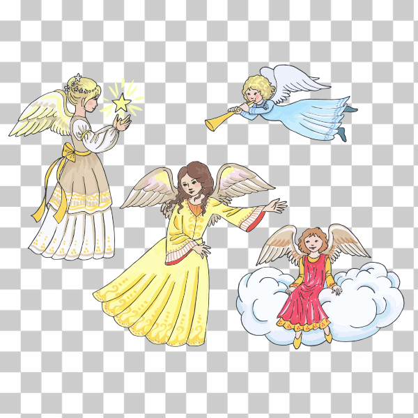 Free: SVG Four female angels - nohat.cc