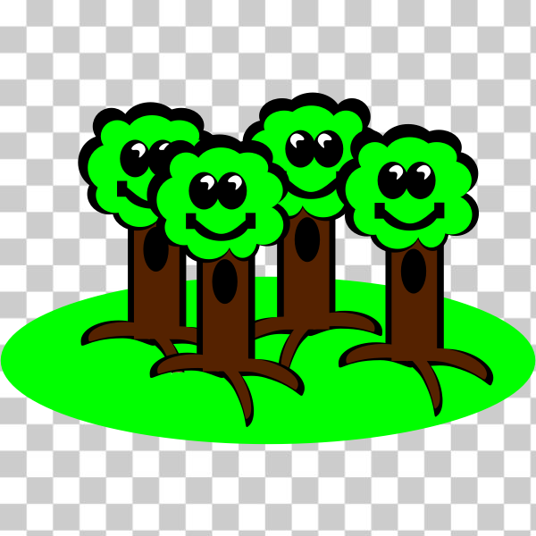 Free: SVG Happy trees smiling vector drawing - nohat.cc
