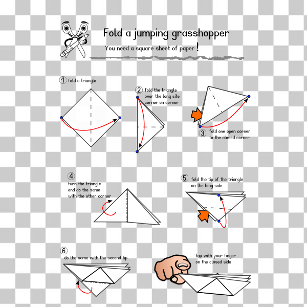 Free: SVG Instructions for making a paper grasshopper vector ...