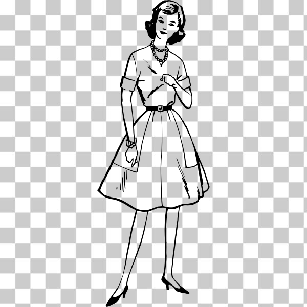 Free: SVG Lady in 50s dress - nohat.cc