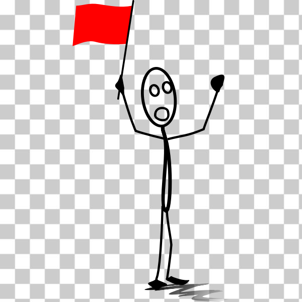 Free: SVG Line man with red flag vector illustration - nohat.cc