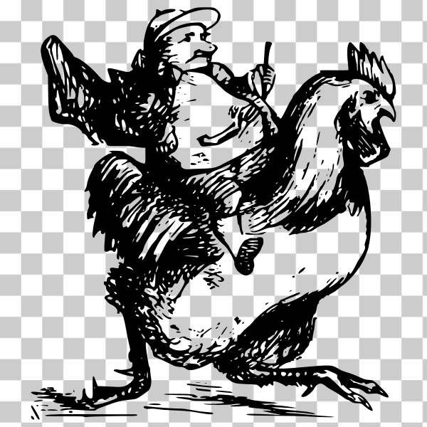 Free: SVG Man racing on a chicken - nohat.cc