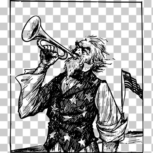 Free: SVG Old man playing bugle vector drawing - nohat.cc