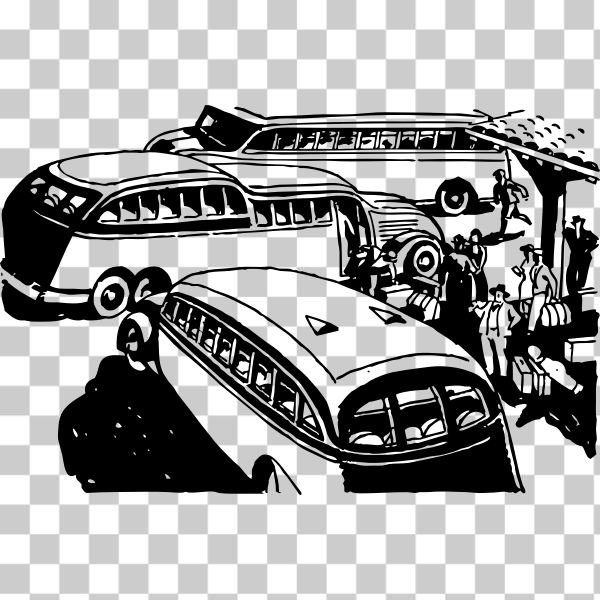 Free: SVG Old style buses at station vector clip art - nohat.cc