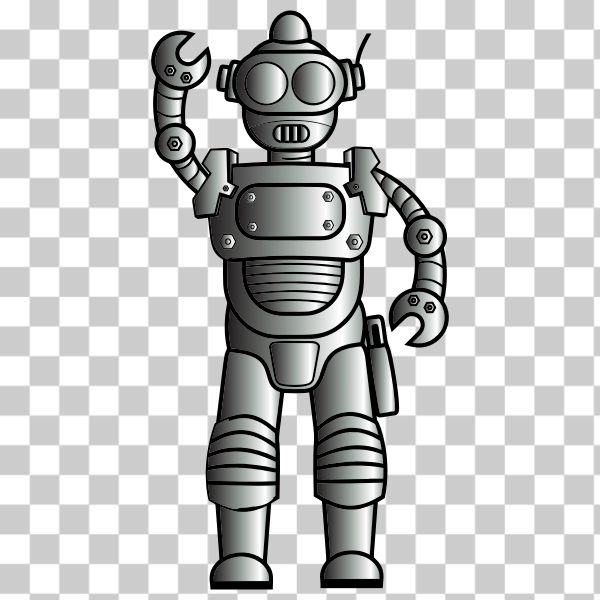 Free: SVG Retro metallic robot line art - nohat.cc