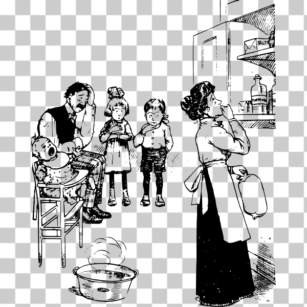 Free: SVG Sad family with a crying baby vector drawing - nohat.cc