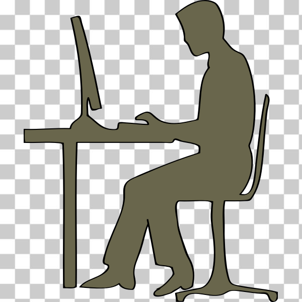 Free: SVG Silhouette of man sitting at computer desk vector clip art ...