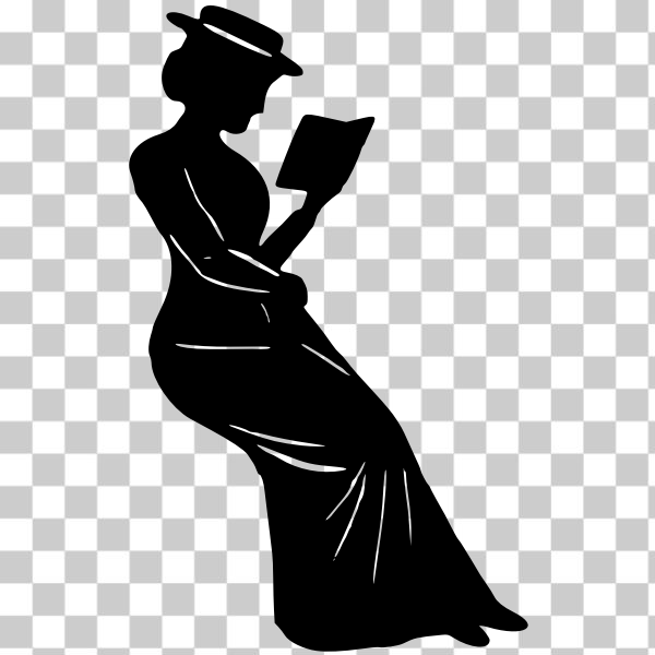 Free: SVG Silhouette of posh lady reading a book - nohat.cc