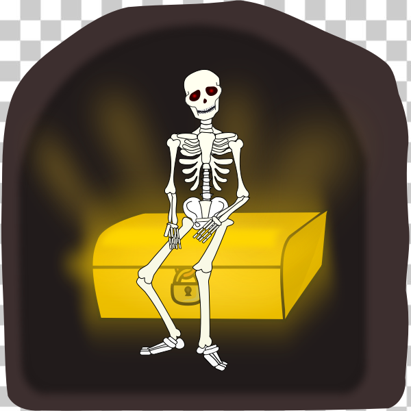 Free: SVG Skeleton sitting on treasure chest vector illustration - nohat.cc