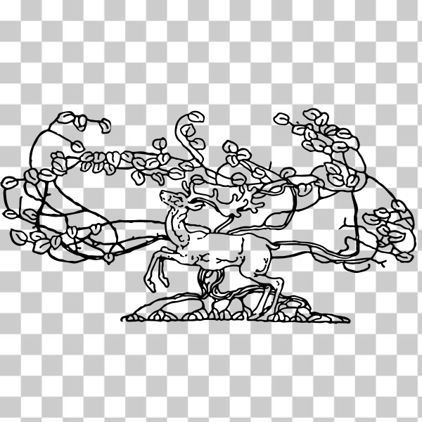 Free: SVG stag and tree - nohat.cc