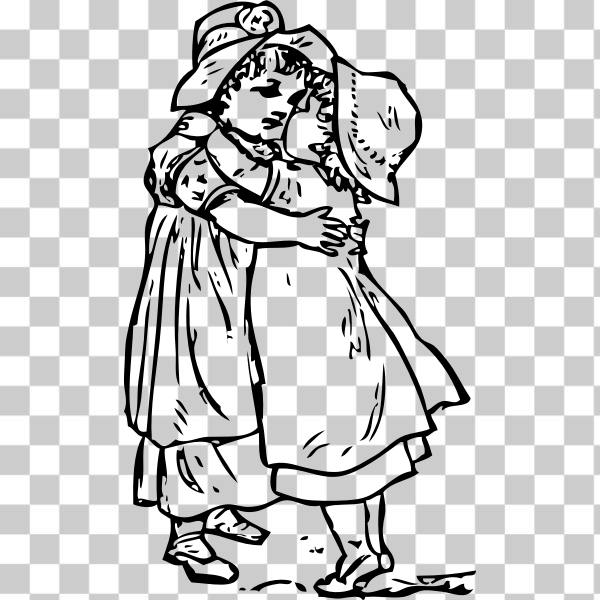 Free: SVG Two girls hugging vector illustration - nohat.cc