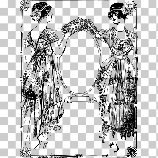 Free: SVG Two posh ladies holding a noticeboard - nohat.cc