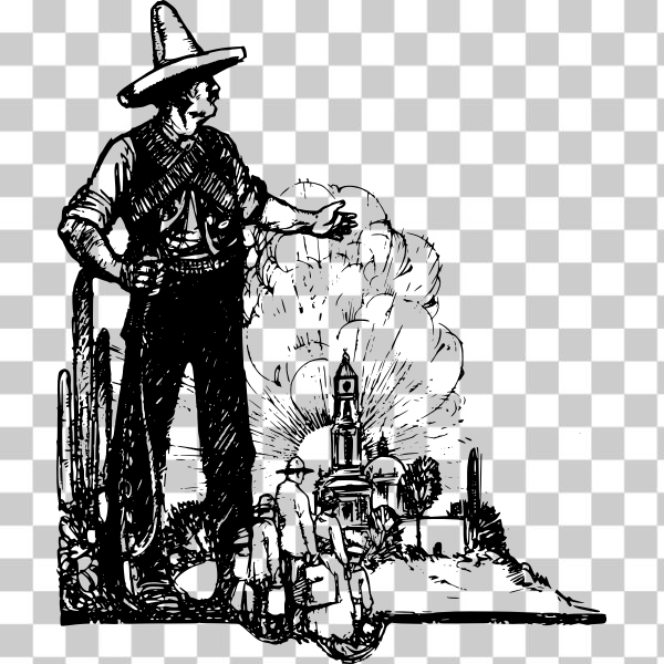 Free: SVG Vector clip art of bandito protecting his family and church ...