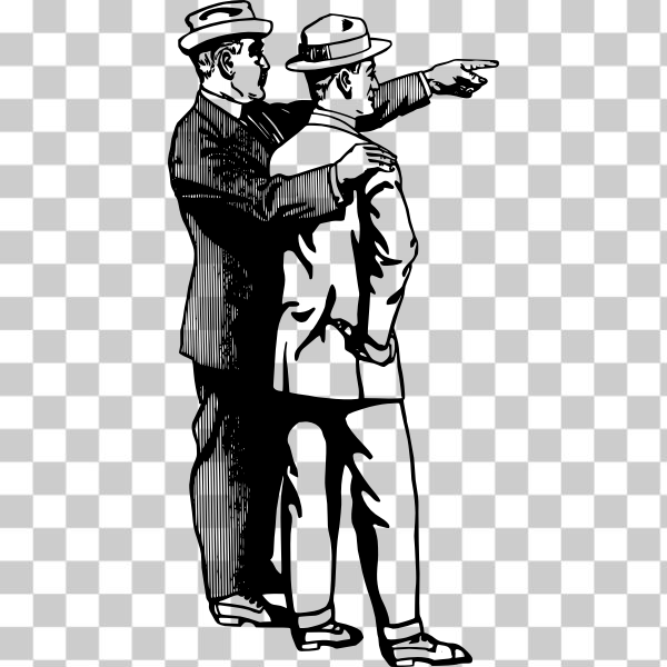 Free: SVG Vector clip art of older man in hat points direction to ...