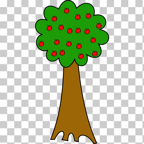 Free: SVG Vector drawing of cartoon tree of apples - nohat.cc