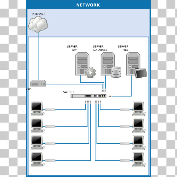 Free: SVG Vector drawing of computer network diagram with cloud - nohat.cc