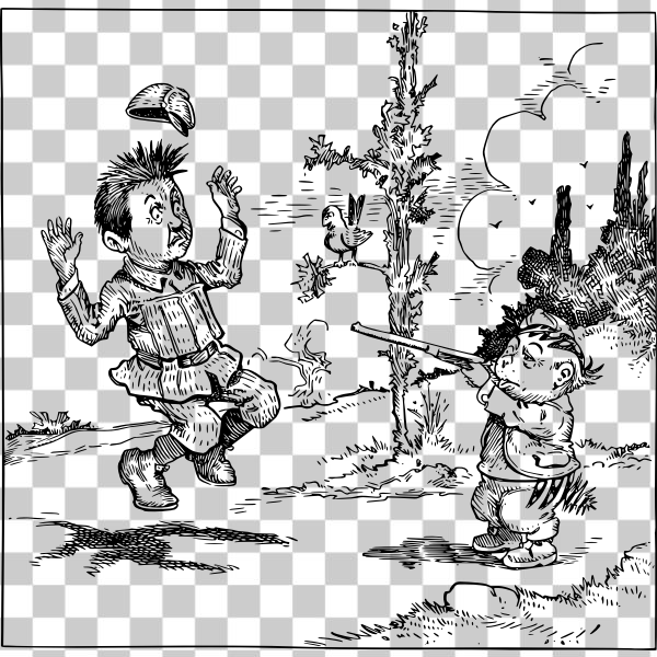 Free: SVG Vector drawing of midget pointing gun at man - nohat.cc