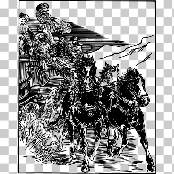 Free: SVG Vector drawing of stagecoach group of men - nohat.cc