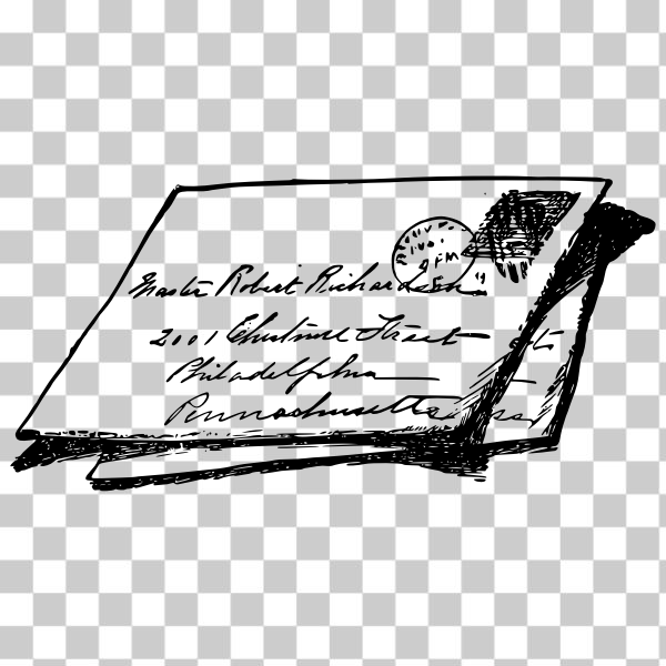 Free: SVG Vector graphics of handwritten envelope with stamp - nohat.cc