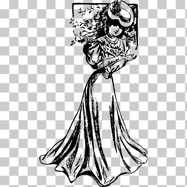 Free: SVG Vector graphics of posh young lady in a long dress - nohat.cc